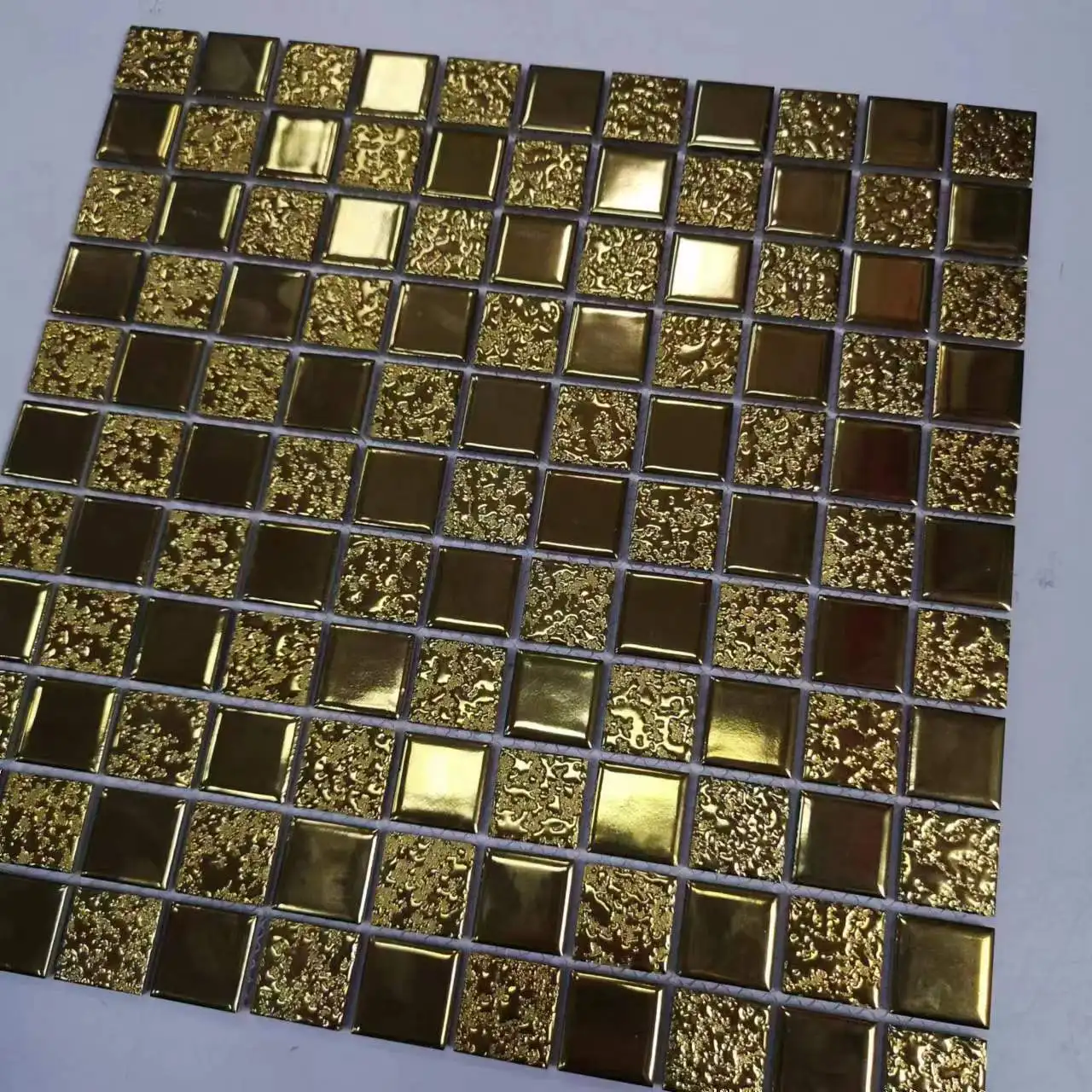 Golden Ceramic Mosaic Tiles Mosaic Wall Tile With Dots Ceramic Bathroom ...