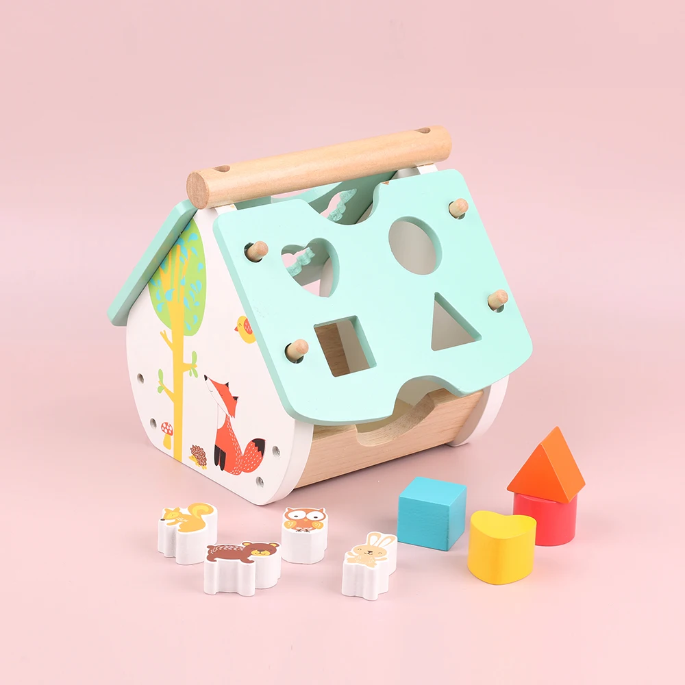 Toddler Montessori Wooden Toys Farm Shape Sorter Kids Shape Sorting ...