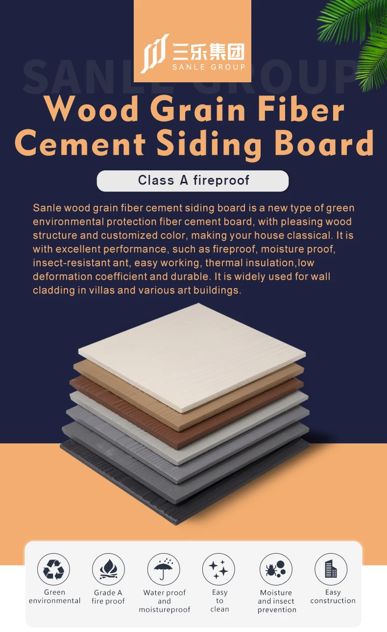 Eco-friendly Wood Texture Fiber Cement Panel Siding Board Exterior Wall ...