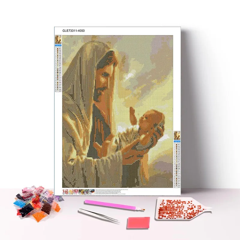 Jesus Christ Cross Pendant Pictures Mosaic 5D Diy Diamond Painting Kit ...