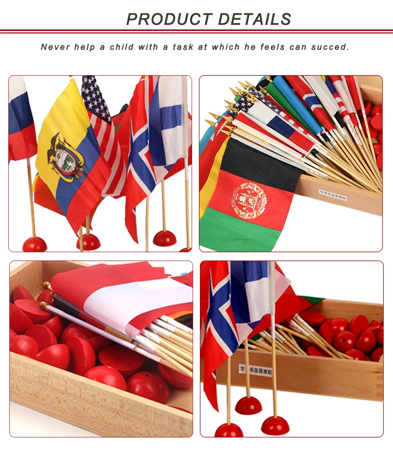 GE082(NX) Kids Wooden Educational Children Toy Flags