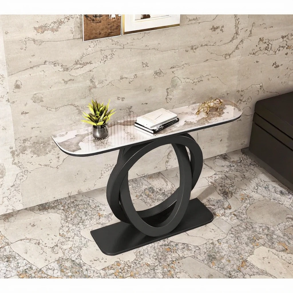Half Circle Foyer Table with Rock Slab Entrance Counter, Modern and ...