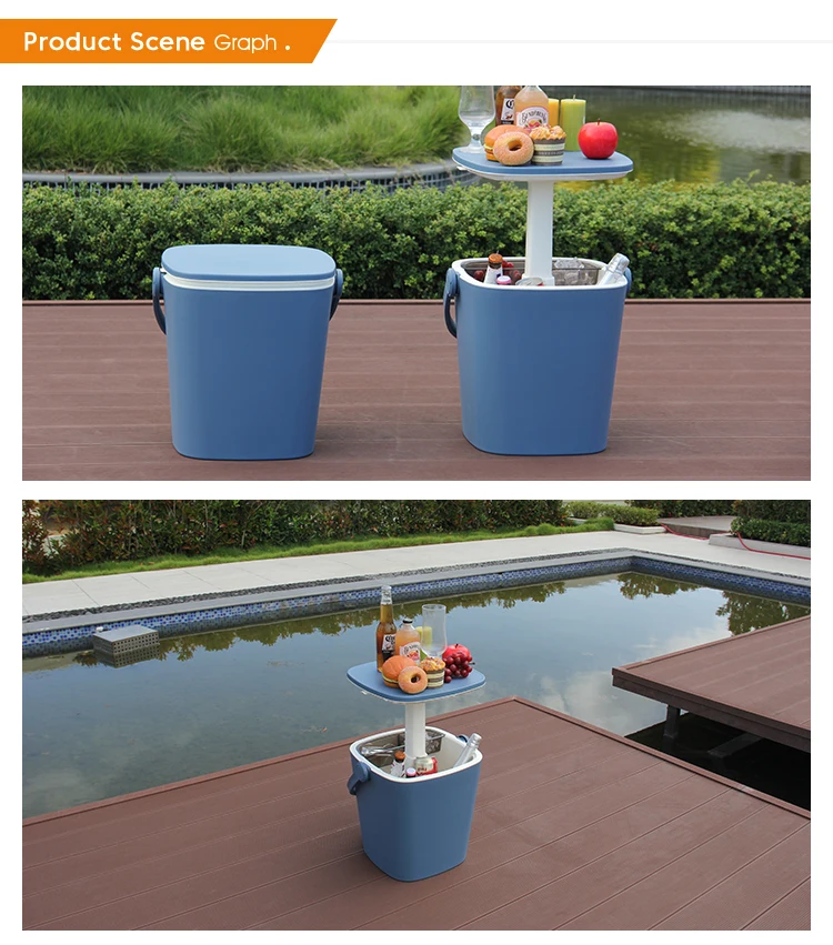 Outdoor Plastic Pop-up Portable Camping Ice Cooler Table