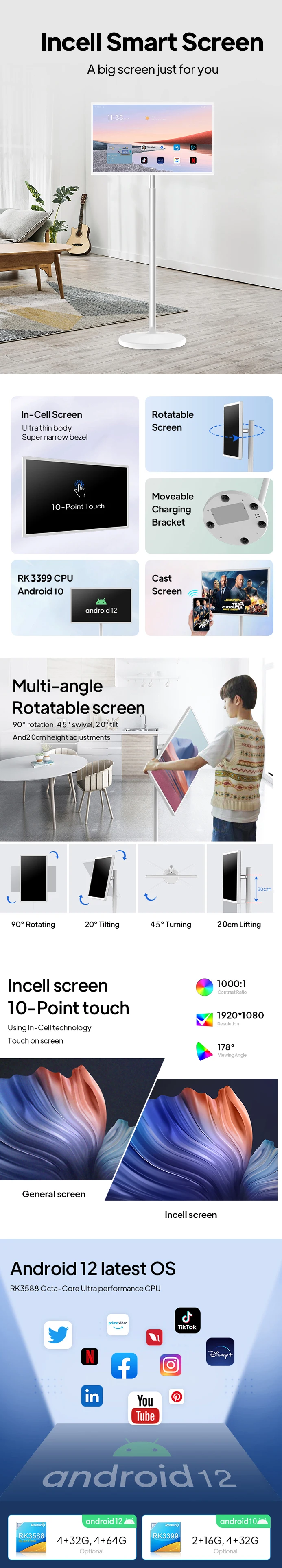 Interactive 32 Inch Android Smart Television Touch Monitor Lcd Screen ...