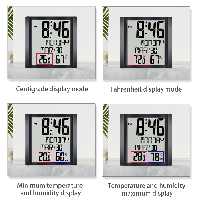 Large Wall Electrical Clock Calendar Digital Wall Clock Temperature ...