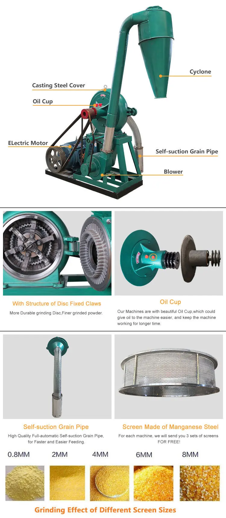 Small Capacity Diesel Engine Corn Maize Grain Milling Disk Mill ...