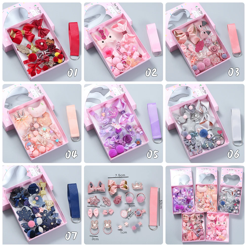 18 Pcs/box Children Cute Hair Accessories Set for Girls