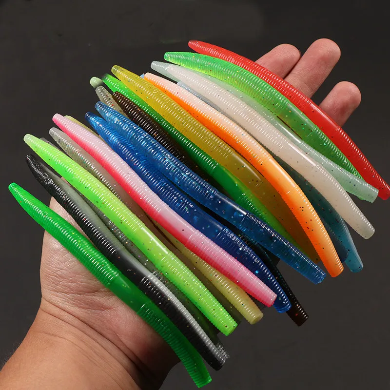 Straight Tail Soft Worm lure 10pcs/bag 5inch 7.64g Wacky Fishing Maggot ...