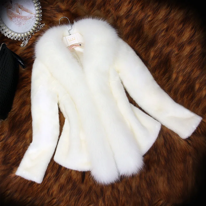 Newest Design Winter Women Long-sleeve Slim Faux Fox Fur Top 4xl Plus ...