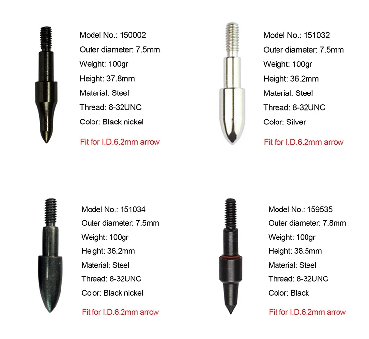 High Quality Arrow Points With Insert Archery Target Arrowhead 100 125 ...
