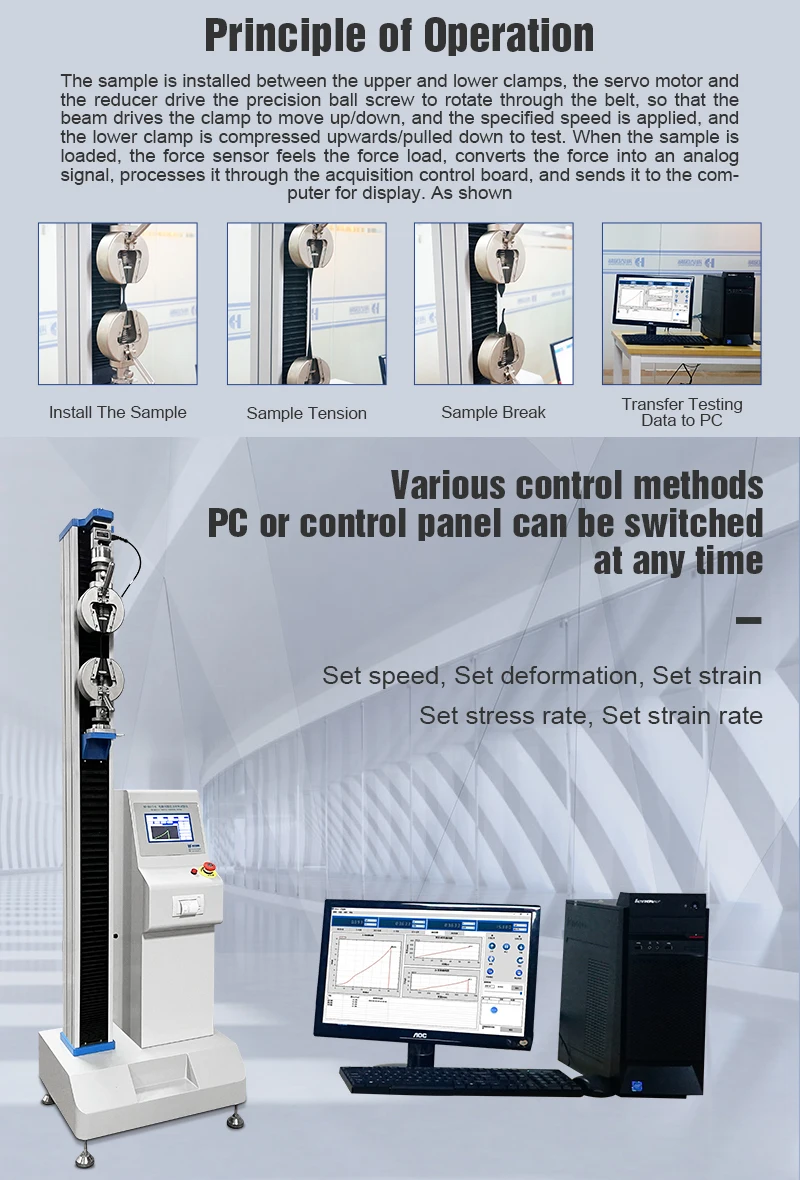 Elongation Testing Machine With Extensometer Tensile Fabric Cable ...