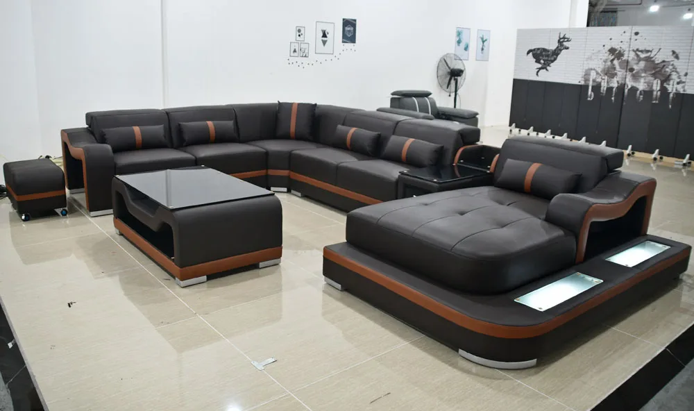 Living Room Furniture Sofa Set Modern Couch Dubai Modern Leather Sofa ...