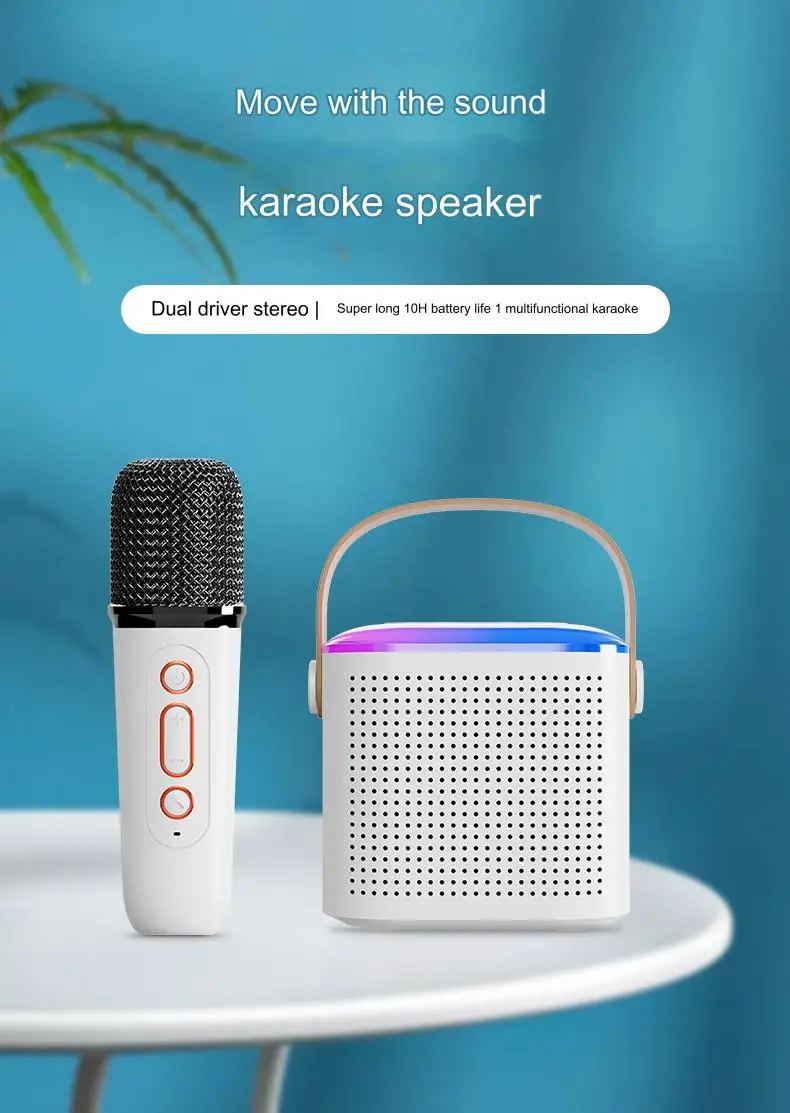 Portable Mini Karaoke System Party Speaker With Wireless Mic Bluetooth ...
