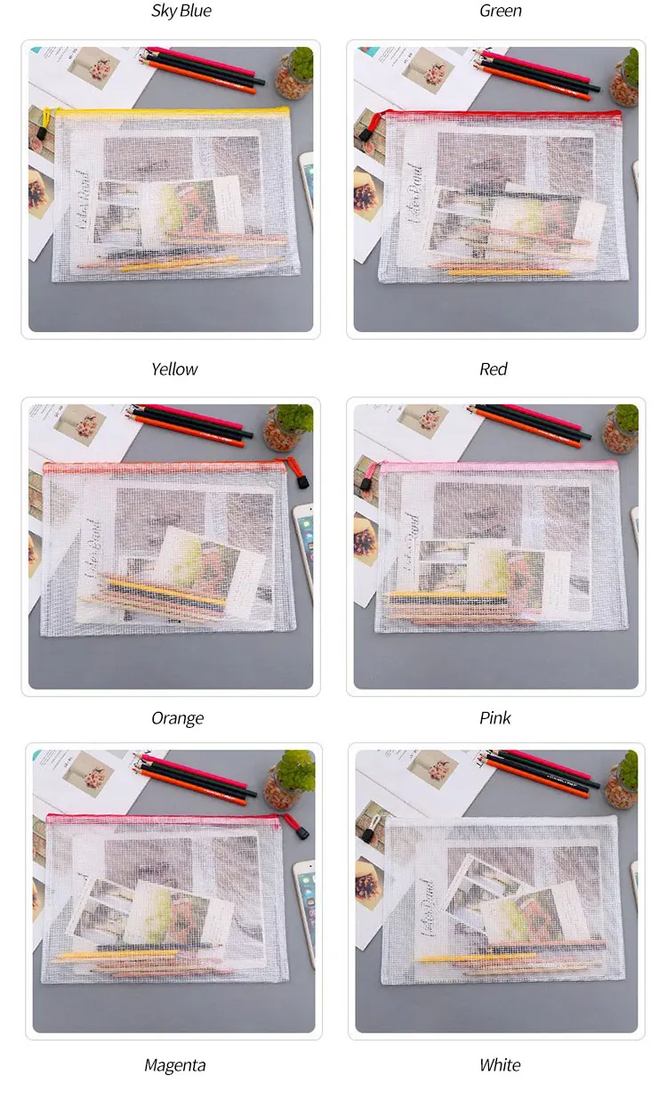 Custom Waterproof Plastic Document Bag Mesh Zipper Pouch Transparent ...