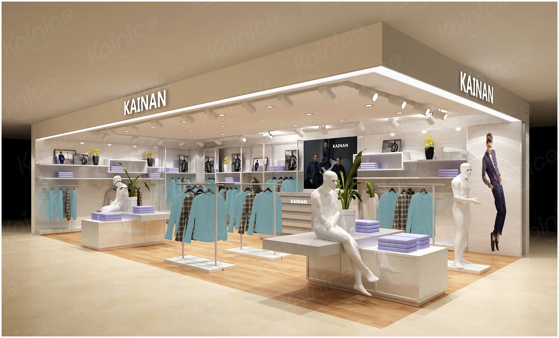 Kainice Man Garment Display Cabinet Shelves Clothes Store Interior ...