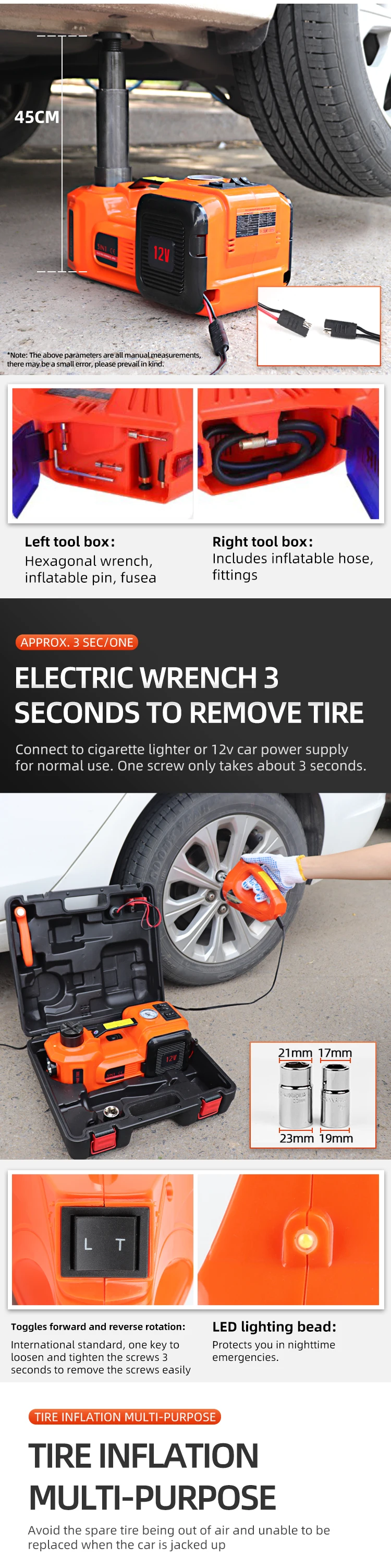 Construction Lifters 12V Chargeable Electric Jacks for Cars