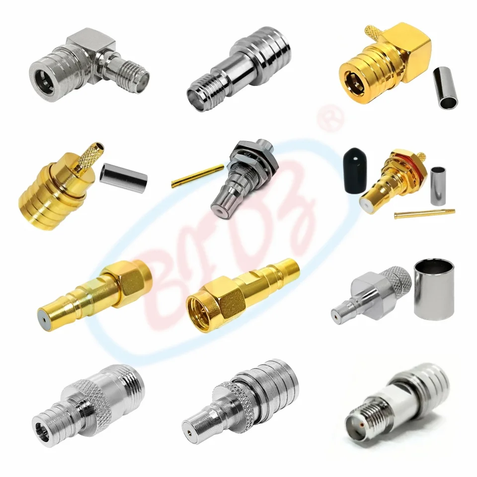 QMA Connector Adapter Male Female Plug Jack Crimp 90 degree for RG58 ...