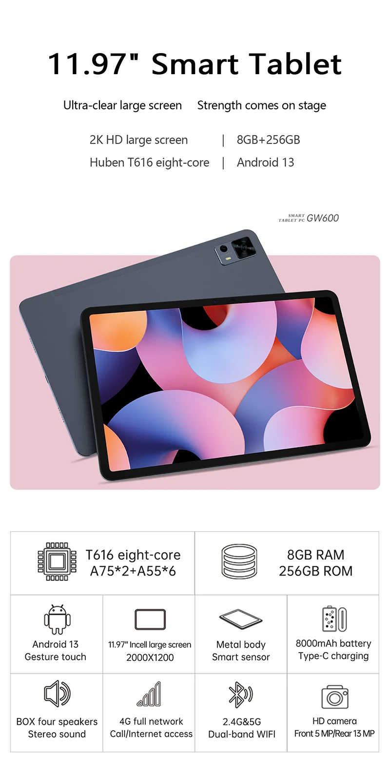 Kingtex Tablet PC - 11.97 Inch Octa Core Educational Device