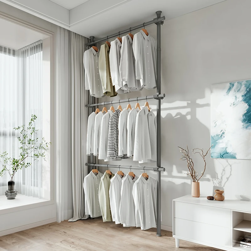 Corner Clothes Rack - Adjustable & Functional Storage