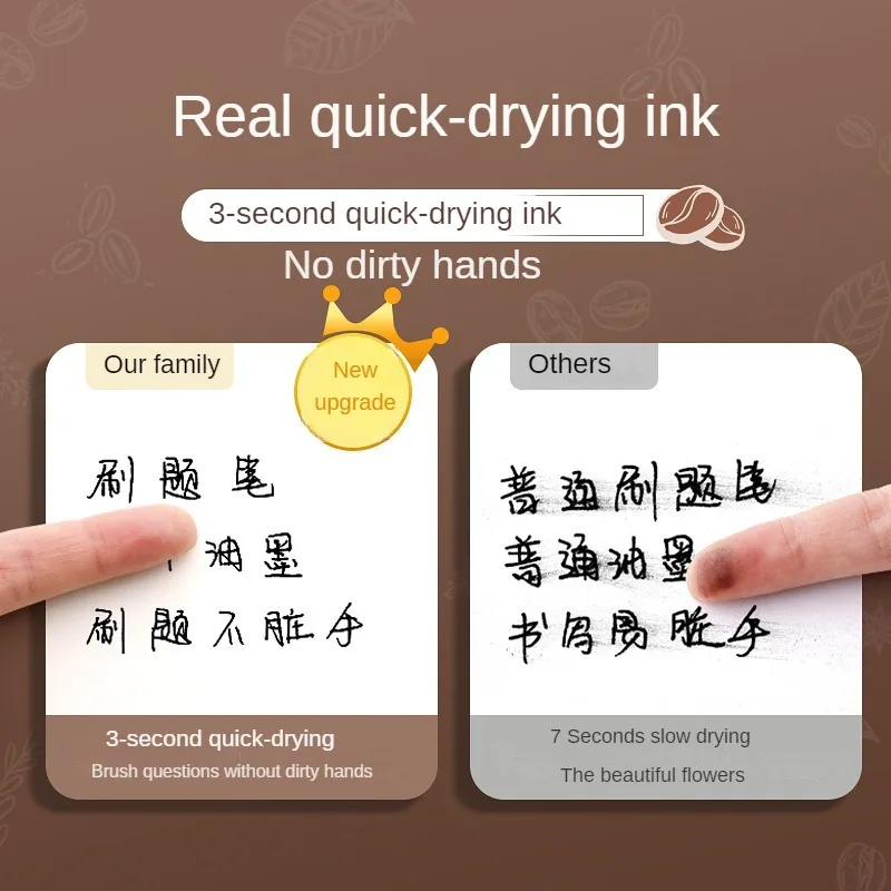 6 Retractable Automatic Neutral Pens - Black Ink Study