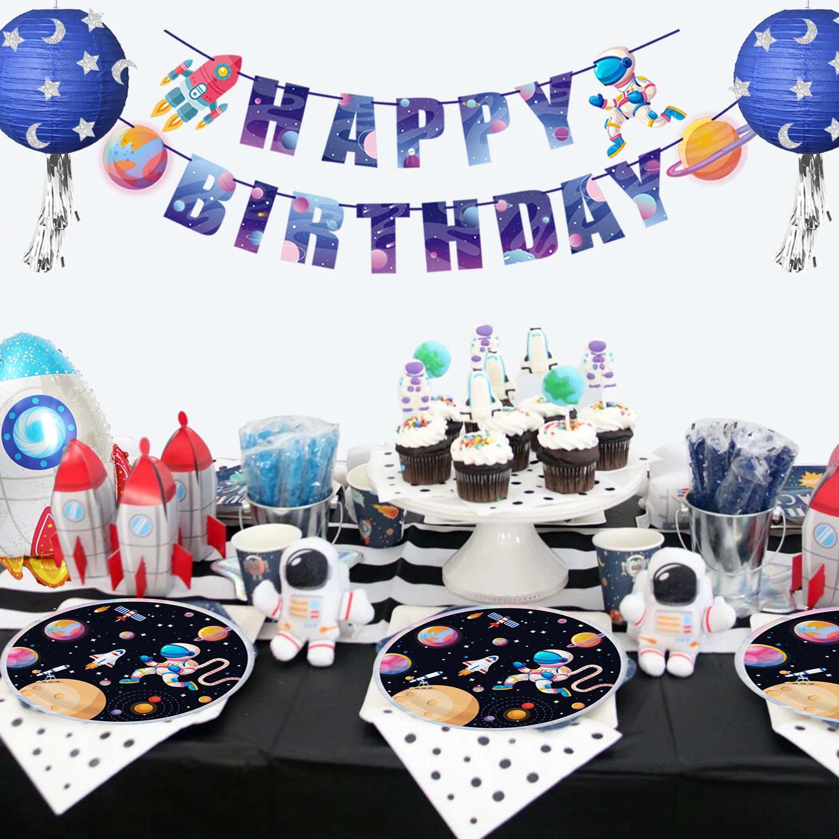 Nicro Outer Space Astronaut Theme Banner Kids Baby Boy Spaceman ...