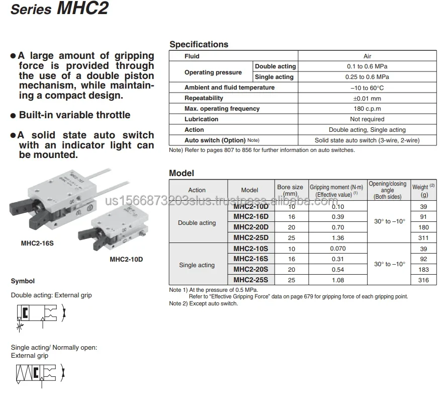 SM-C MHC2-10D SMC Pneumatic Finger Cylinder Angular Style Air Gripper Standard Type MHC2-16D ...