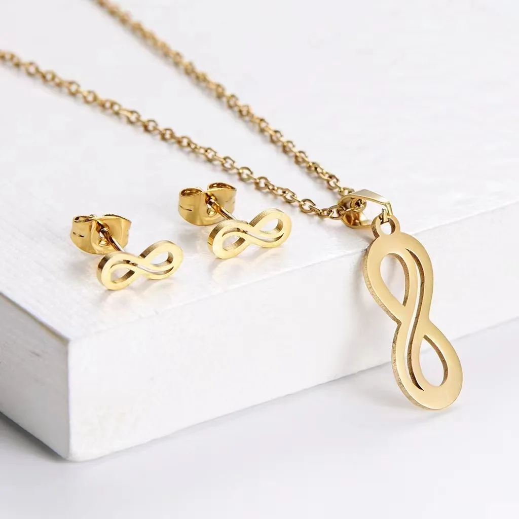 Minimalist 18K Gold Stainless Steel Jewelry Set for Women
