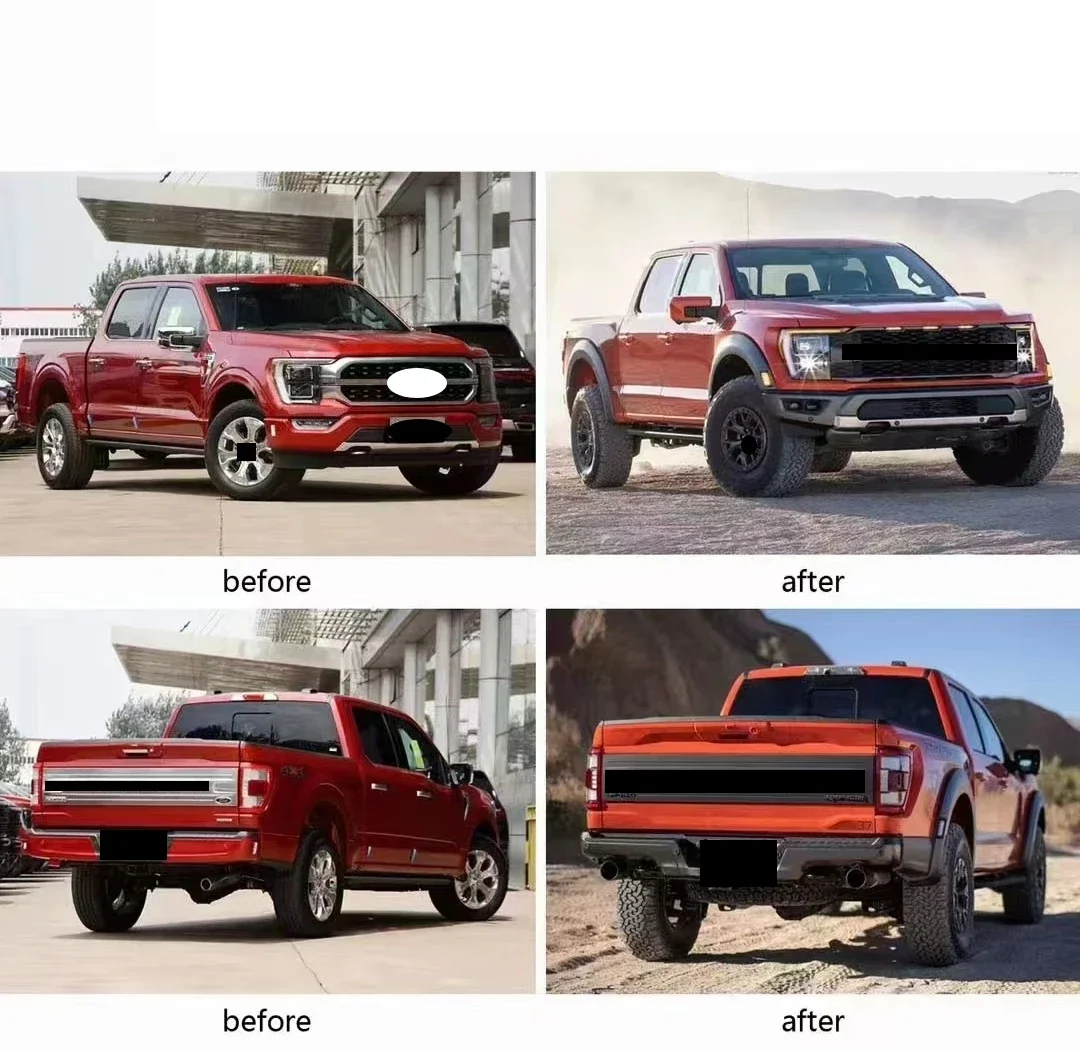 Body Kit For Ford F150 Raptor 2015-21 Modified Front Rear Bumper Grill ...