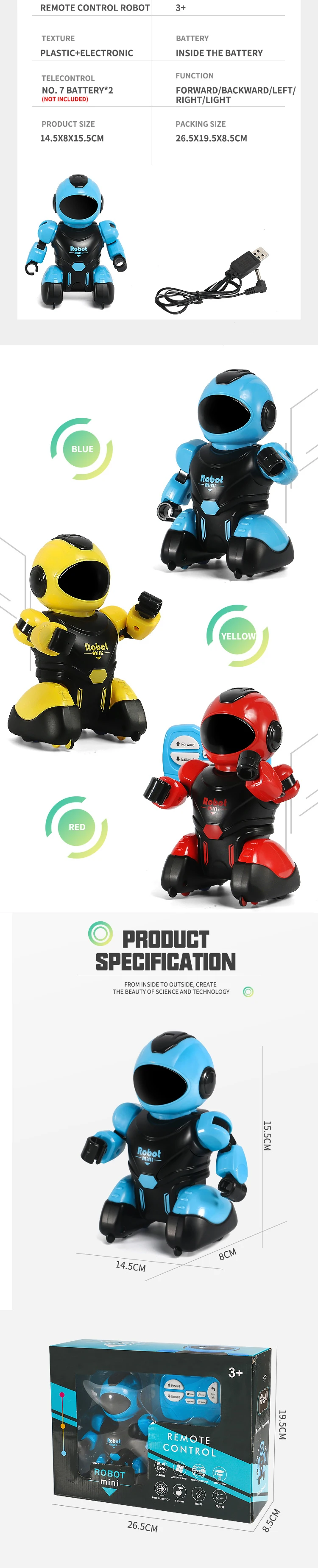 Child Smart Mini Robot Toys Mini Rc Robot Interactive With Sound Light ...