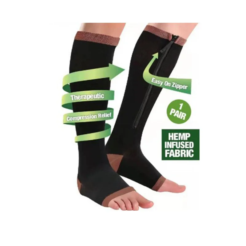 Plantar Fasciitis Compression Open Toe Socks Zip Calf Compression ...