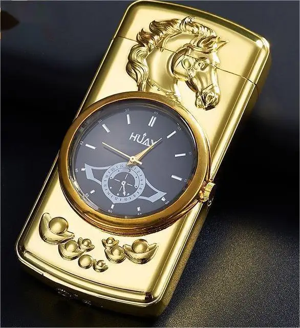 Colorful Light Watch Creative Inflatable Lighter Windproof Direct Flame ...