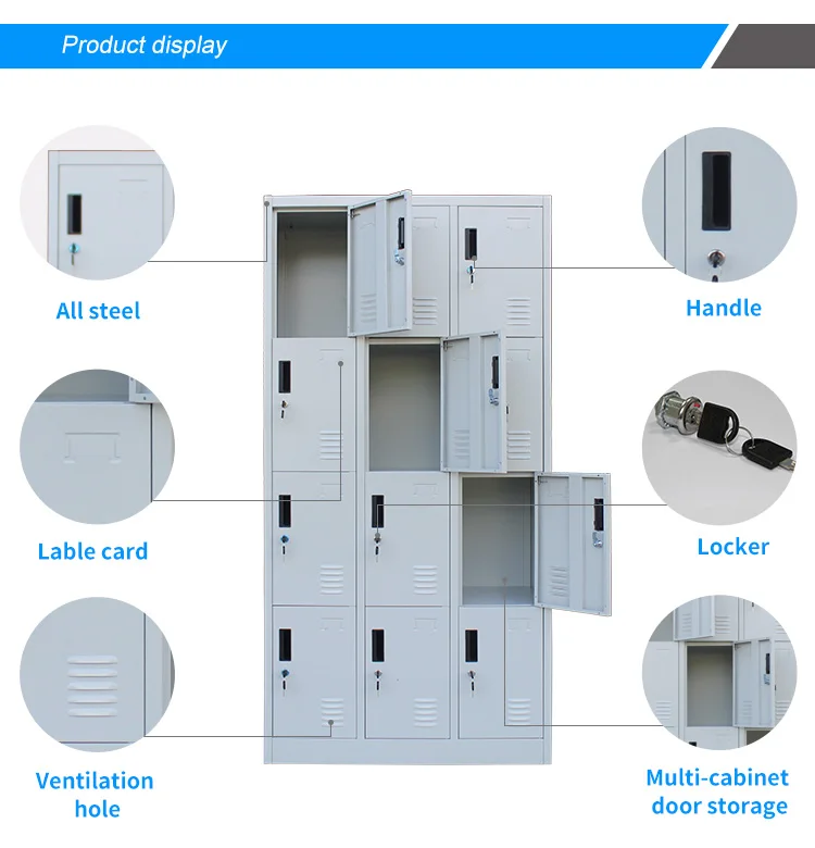Staff Work Clothes Locker Box Storage School Locker Cabinet 12 Door ...