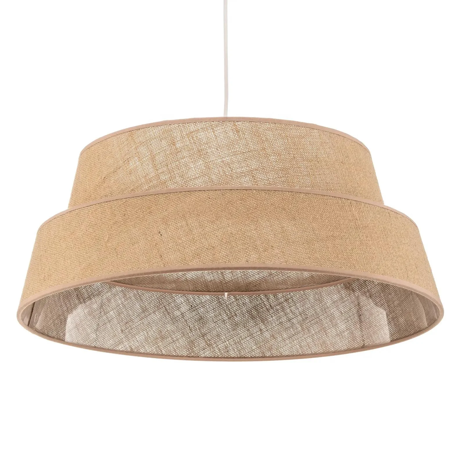 Modern Handmade Brown Linen Fabric Jute Ceiling Light Drum Shade ...