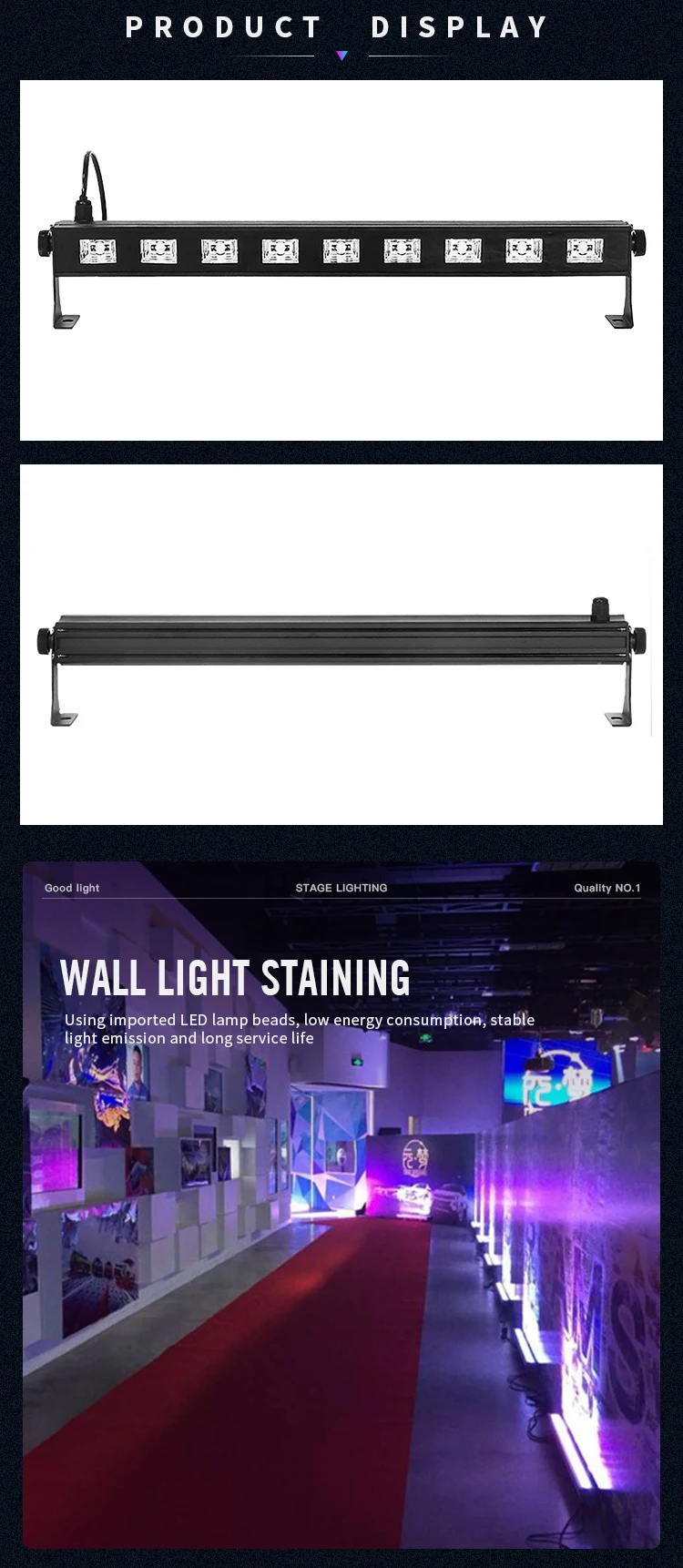 9x3w Led UV Wall Washer Light Strip Dj Disco Night Club Bar UV Black ...