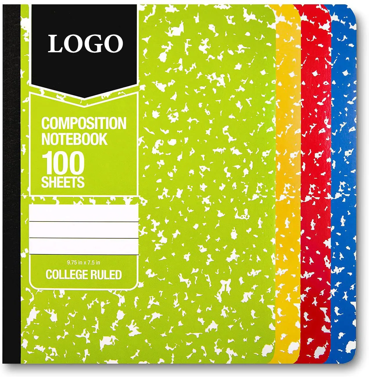 100 Sheet Assorted Marble Colors 4-Pack Basics College Ruled ...