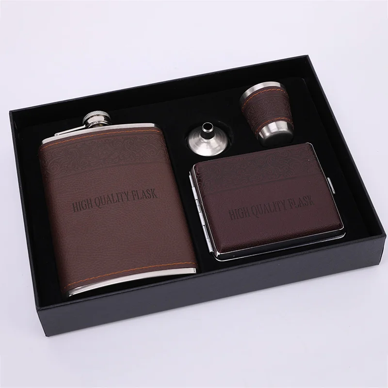 6oz 7oz 8oz Stainless Steel Hip Flask Set Men Gift Set with Shot ...