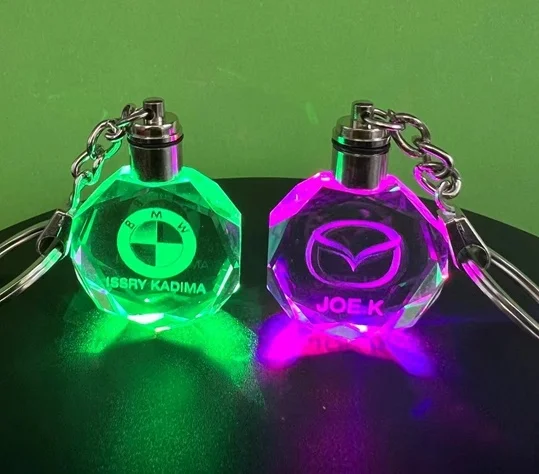 Custom Light Blank Crystal Keychains Crystal Glass 3d Laser Led Car ...
