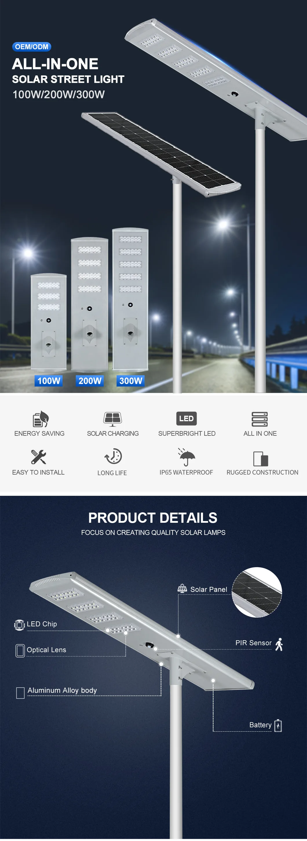 Waterproof Solar Street Lights Outdoor Waterproof All In One Solar ...