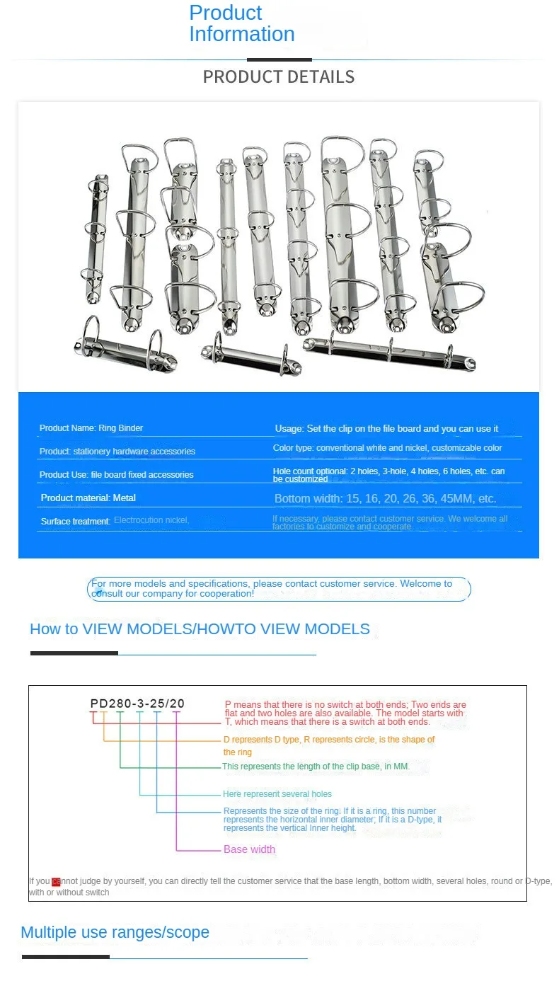 Metal Office Stationery List Paper Folder Rose Gold 3 Ring And 4ring ...