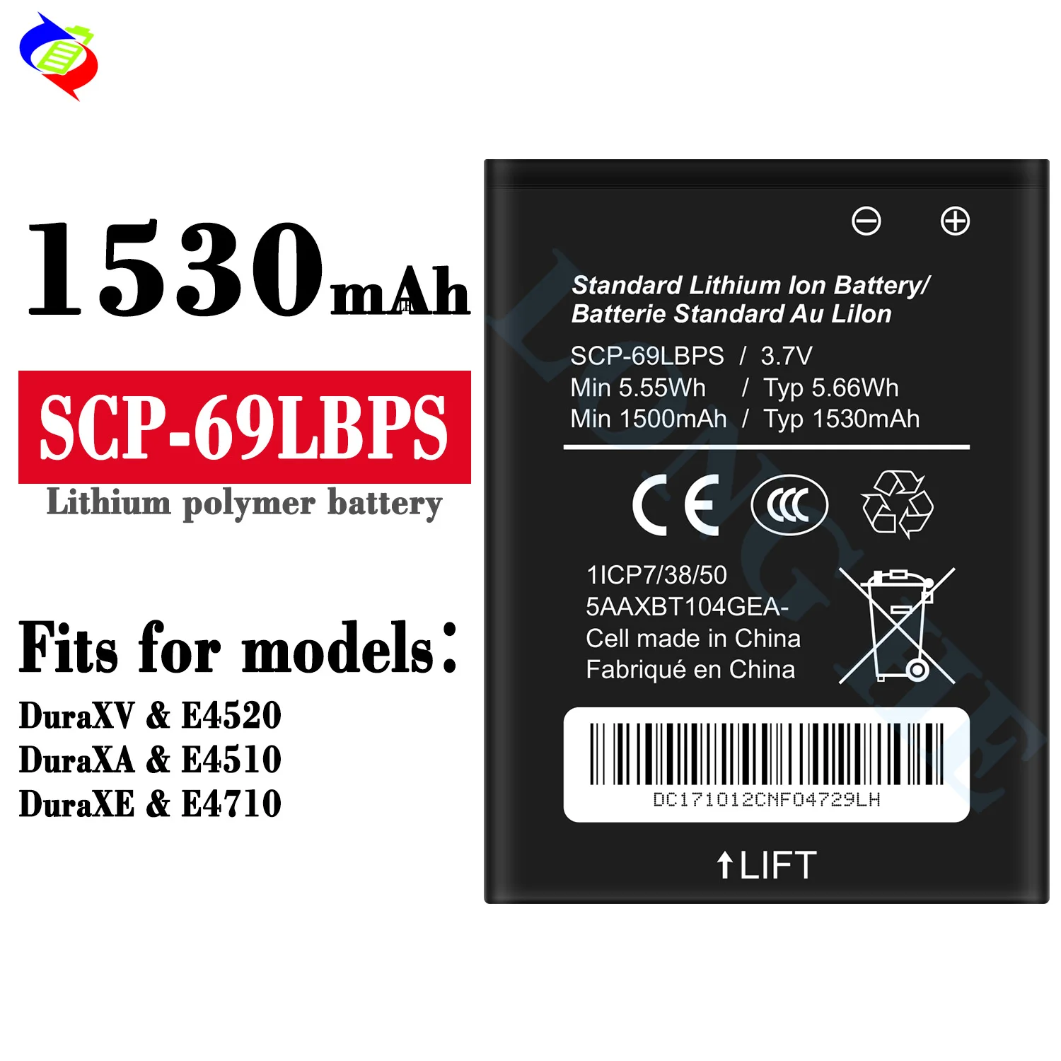 1530mAh SCP-69LBPS Rechargeable Li-ion Battery for DuraXV E4520 DuraXA ...