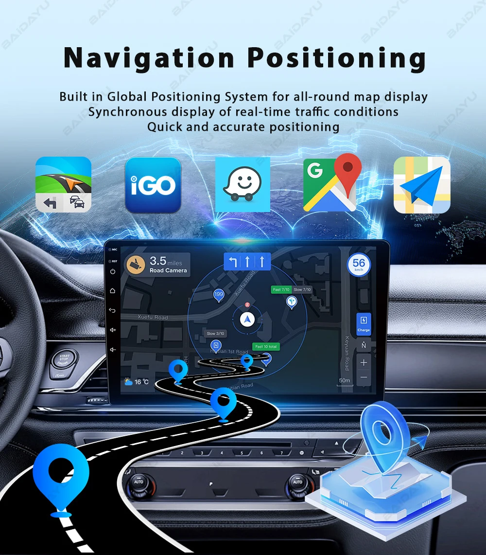 Universal 9-Inch Android Auto Radio DSP Dashboard Stereo GPS Enabled ...