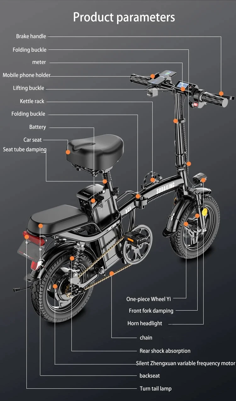 Rts Mini Folding Electric Bicycle - 400W 48V City Bike