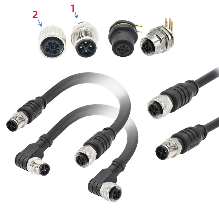 M12 Panel Mount Connector 4 Pin S Code Waterproof Plug