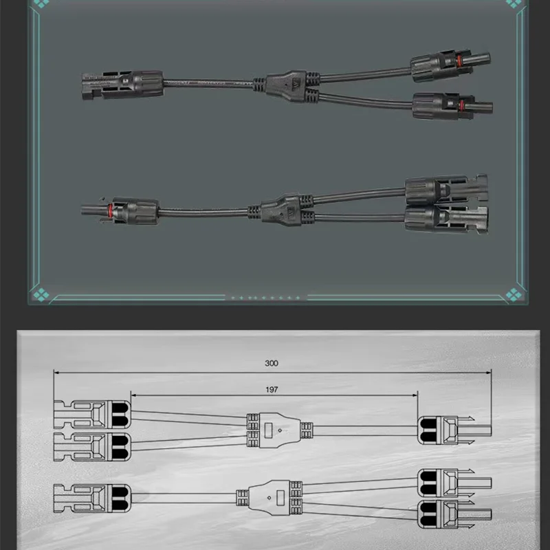 Mc4 Y Connector Branch Parallel Adapter Waterproof Copper Male Female ...