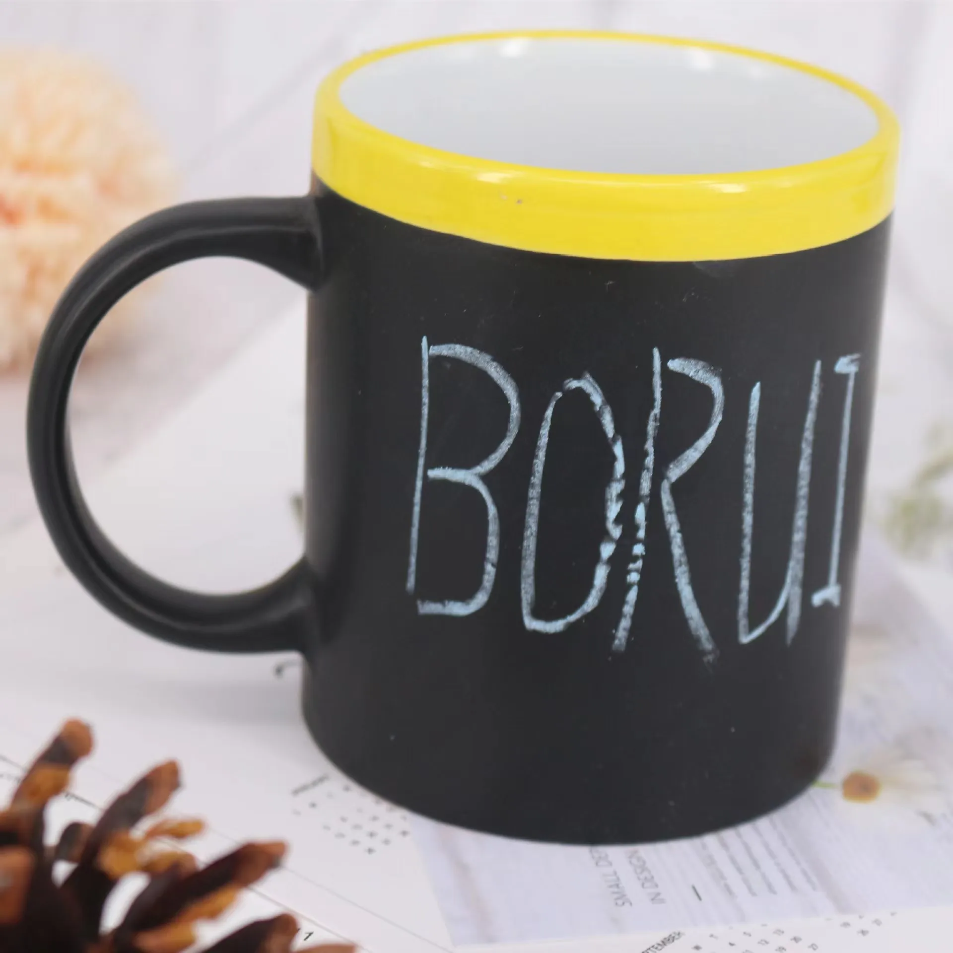 Creative Custom Blackboard Memo Message Writable Ceramic Chalk Mug ...