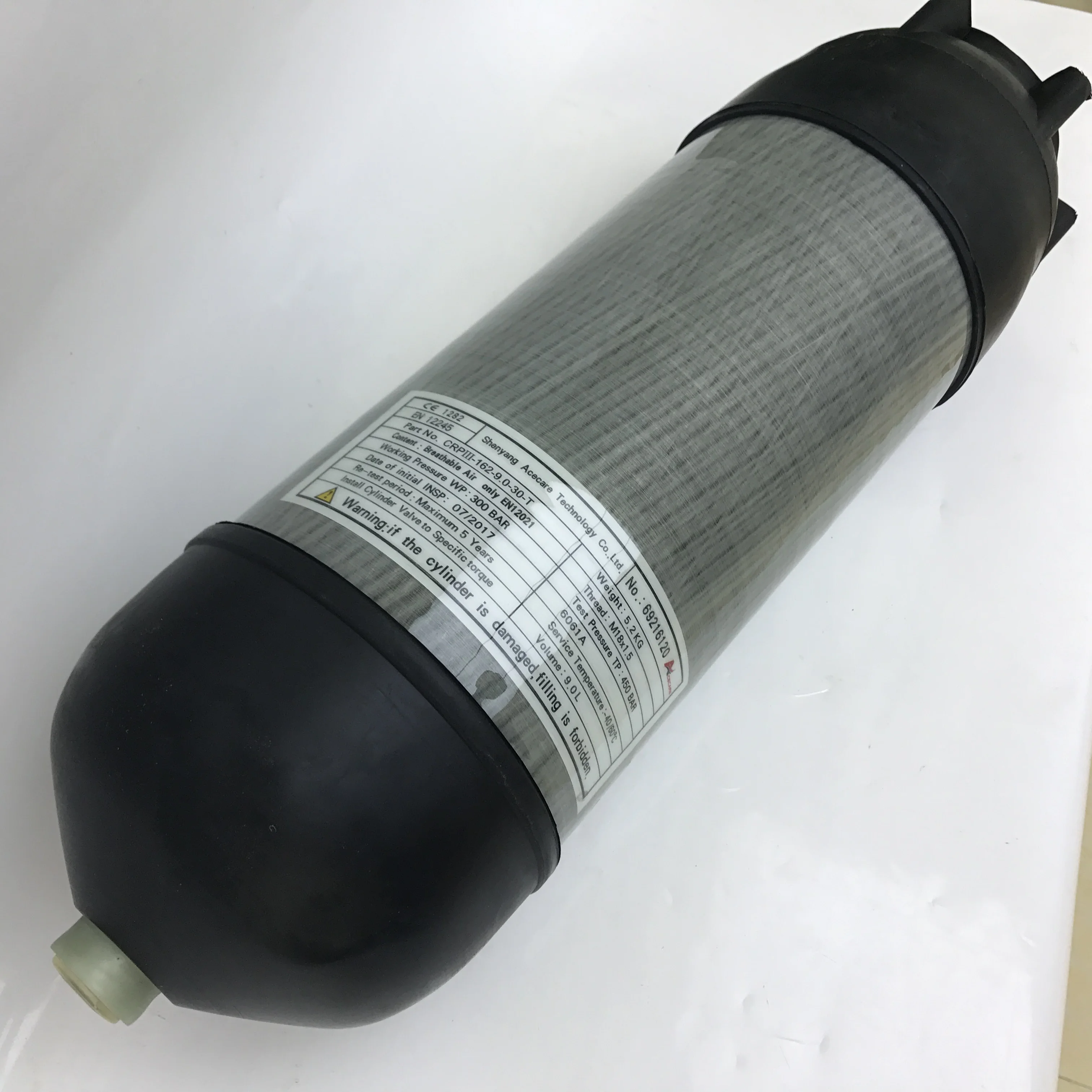 9L Oxygen Cylinder with Rubber Boots - 30mpa Scuba Diving Gear