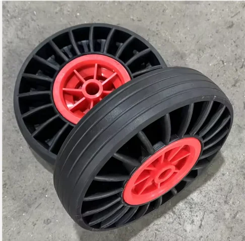 10 Inch Solid Rubber Wheel With Uv Red Plastic Rim For Small Machines ...