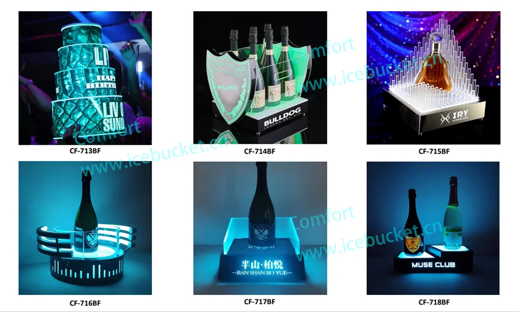 Rechargeable Plastic Acrylic Night Club Bar Lighted Liquor Beer Wine Whiskey Bottle Holder Stand ...