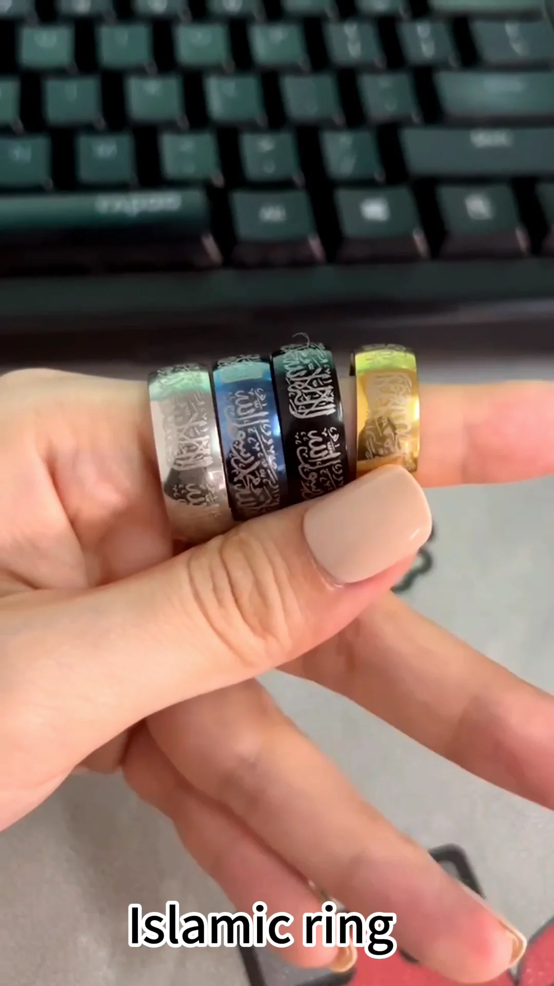 Stainless Steel Allah Ayatul Kursi Ring Muslim Islamic Scriptures Quran ...
