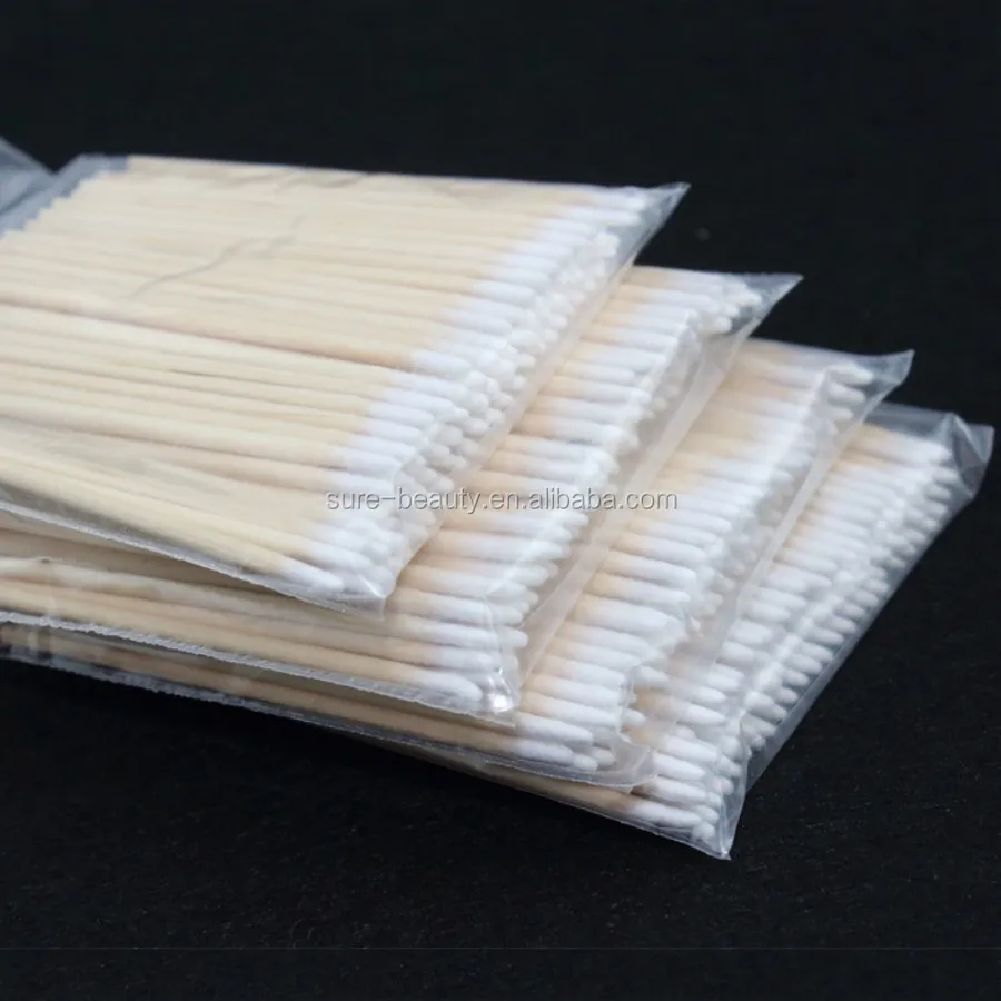 Disposable One Head Cotton Swabs Pointed Sharp Tip Wooden Stick Cotton ...